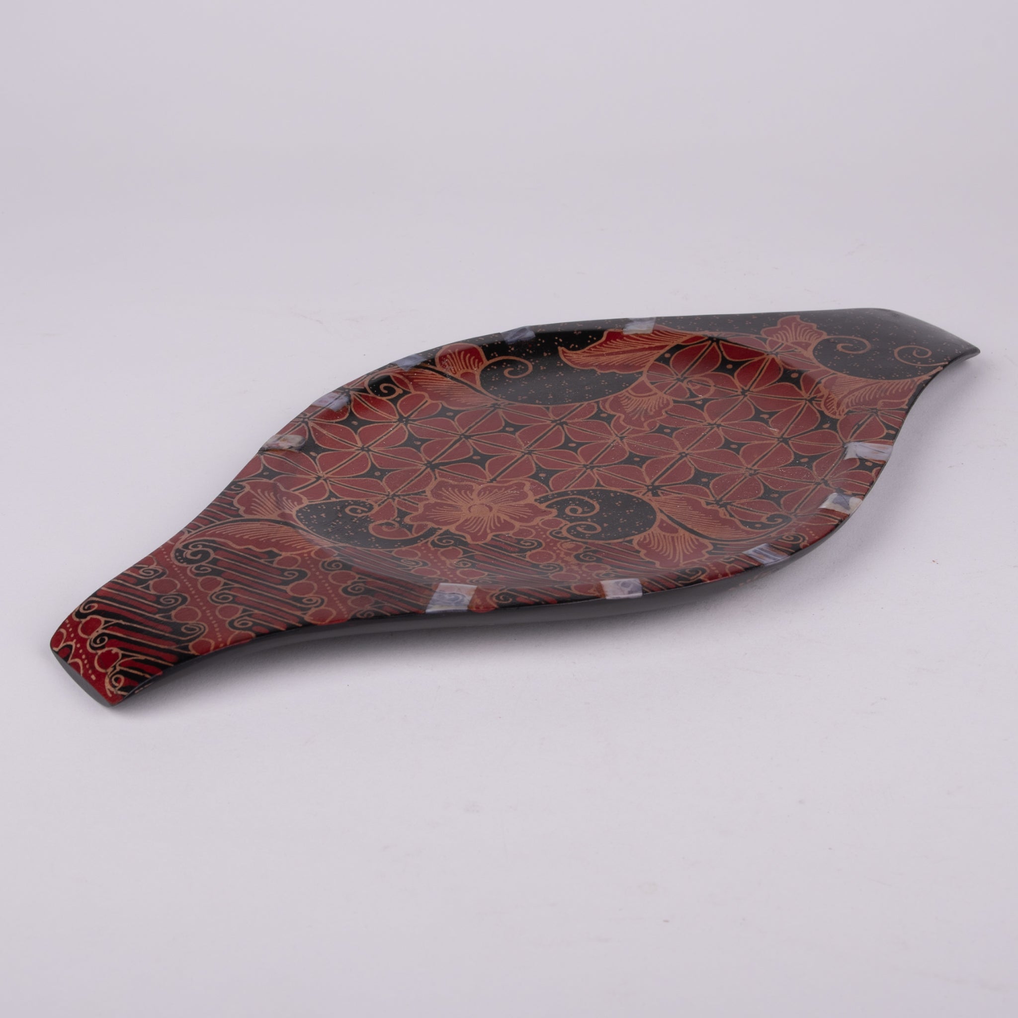 Batik Wooden Serving Plate with Shell Inlay – From Bali to Us